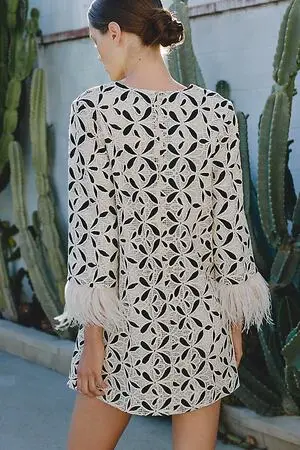 English Factory Feather-poted Mi Dress