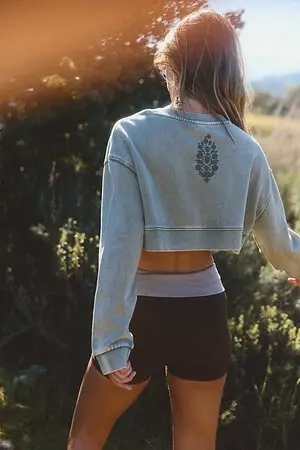 Free People Shortcut Pullover Blue Grey
