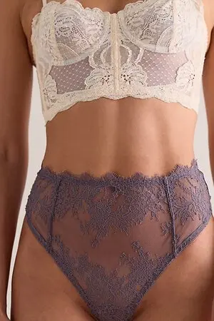 Free People Lacebound High-rise Thong - Aged Plums