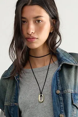 ALV Free-est X Stone On Suede Necklace - Gold/black