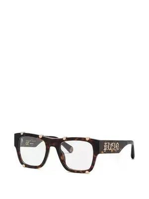 Philipp Plein Square Frame Glasses - Brown