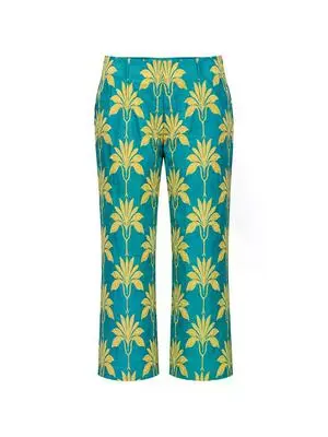 ODEEH Floral Print Straight-leg Trousers
