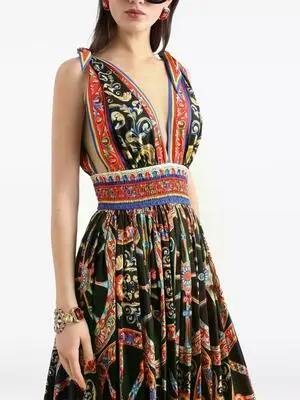 Dolce & Gabbana Carretto Print Long Poplin Dress