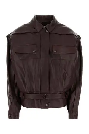 Magda Butrym Burgundy Leather Oversize Jacket - Red
