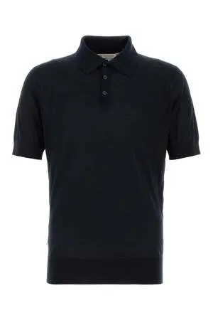 Brunello Cucinelli Midnight Silk Blend Polo Shirt - Blue
