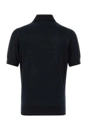 Brunello Cucinelli Midnight Silk Blend Polo Shirt