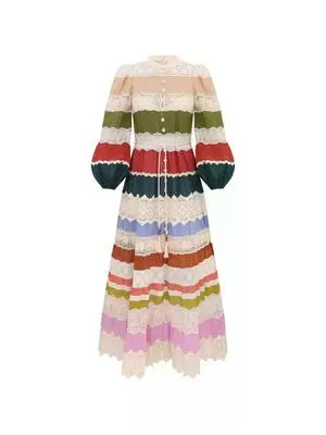 Zimmermann Indra Lace-panelled Tiered Maxi Dress - Neutrals