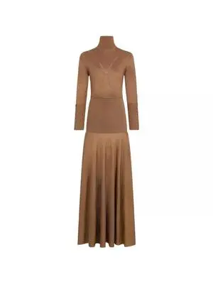 Rabanne Button-cuff Turtleneck Maxi Dress - Brown