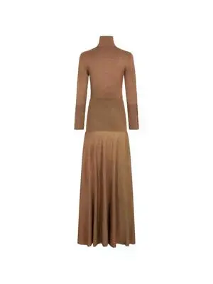 Rabanne Button-cuff Turtleneck Maxi Dress