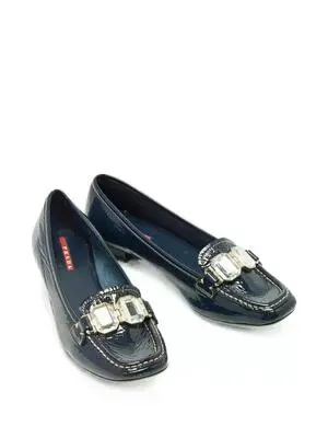 Prada Crystal-embellished Bow Loafers