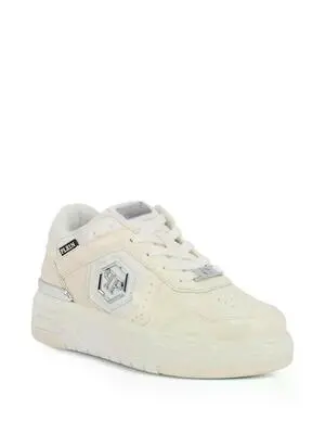Philipp Plein Sk8r Crocodile-effect Sneakers - Neutrals