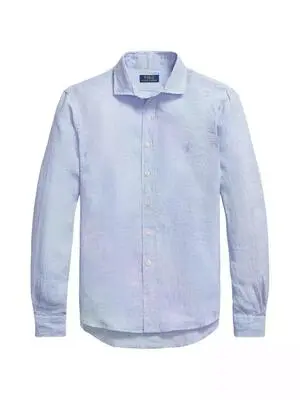 Polo Ralph Lauren Houndstooth-pattern Embroidered Pony Shirt - Blue