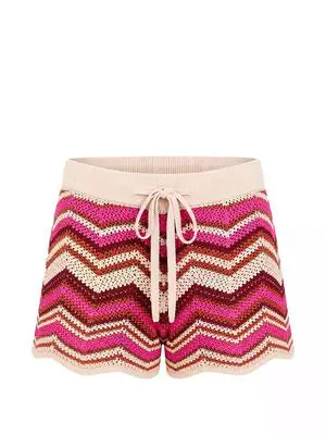 Devon Windsor Chevron-knit Scalloped Shorts - Neutrals