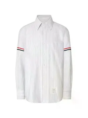 Thom Browne Oxford Striped Shirt With Armbands - Grey