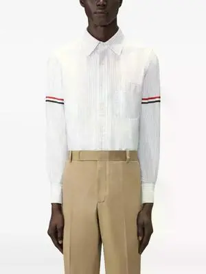 Thom Browne Oxford Striped Shirt With Armbands - Grey