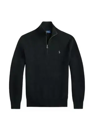 Polo Ralph Lauren Mesh-knit Quarter-zip Sweater - Black