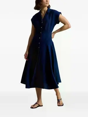 Polo Ralph Lauren Linen A-line Shirt Dress - Blue