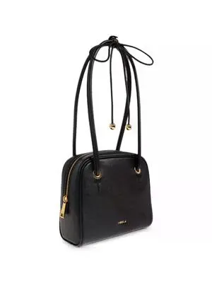 Furla Poppy Leather Shoulder Bag - Black