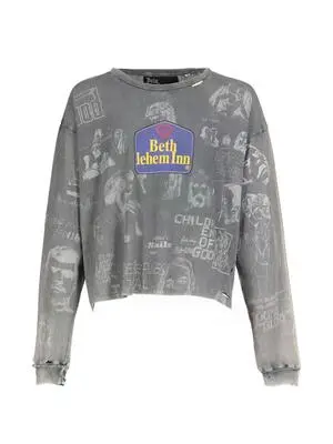 PALY Bethlehem Graphic Print Distressed T-shirt - Grey