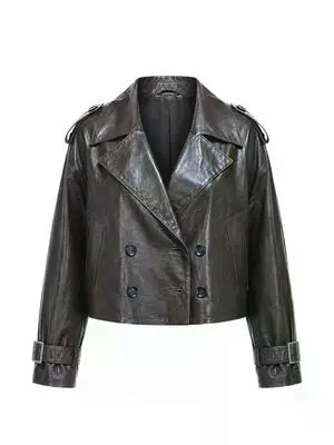 GIORGIO BRATO Double-breasted Leather Jacket - Brown