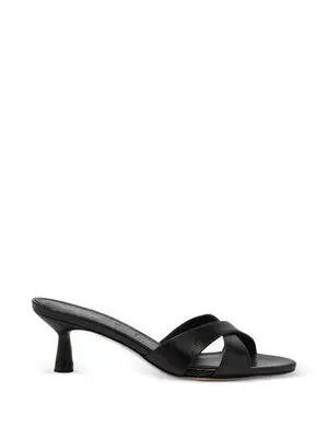 AeydĒ Crossover Strap Leather Sandals - Black