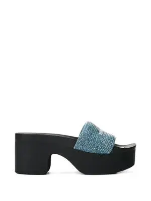 Alexander Wang Crystal Embellished Denim Platform Sandals