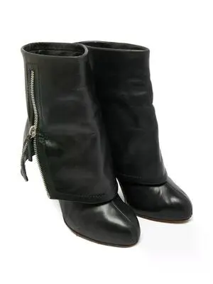 GIUSEPPE ZANOTTI Leather Fold-detail Side-zip Boots
