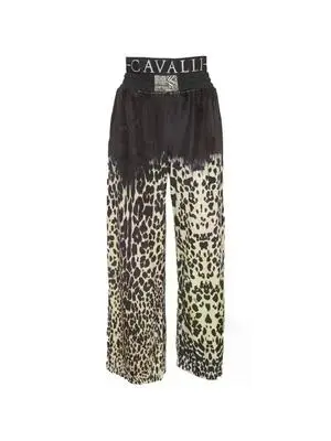 Roberto Cavalli Animal Print Velvet Trousers - Neutrals