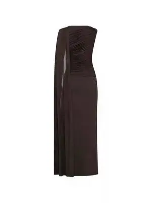 CHATS BY C.DAM Knit Asymmetrical Draped Maxi Dress
