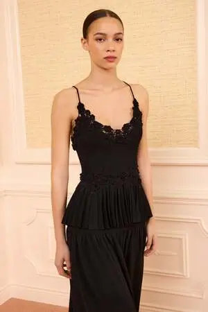 Ulla Johnson Estelle Crochet Peplum Top - Noir