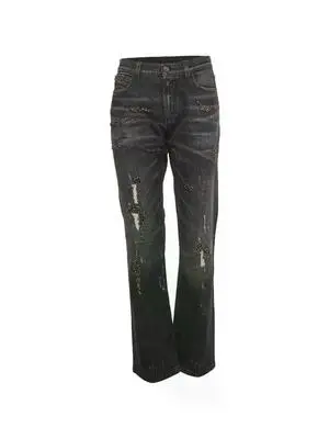 Gucci Distressed Crystal Embellished Jeans - Black