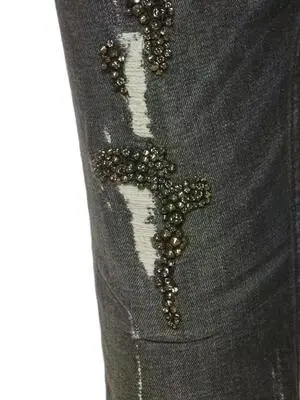 Gucci Distressed Crystal Embellished Jeans