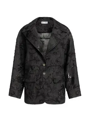 WEILI ZHENG Sequin-embellished Denim Blazer