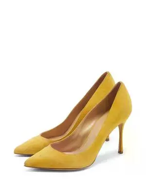 SERGIO ROSSI Suede Pointed Toe Stiletto Pumps - Yellow