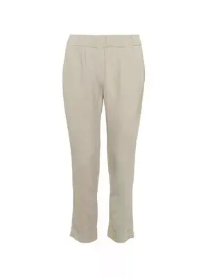 Brunello Cucinelli Beige Crepe Cropped Trousers