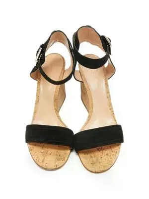 GIANVITO ROSSI Cork Wedge Sandals - Black