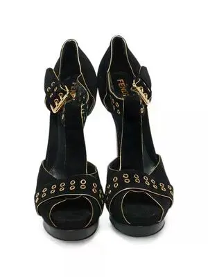 Fendi Suede T-bar Platform Sandals