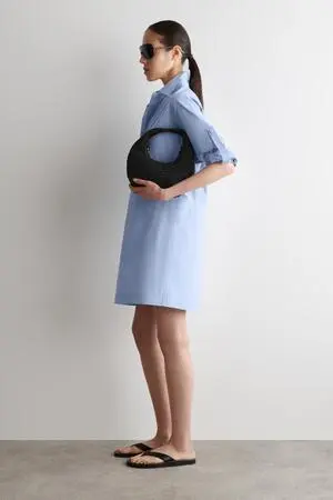 Cos Cotton-poplin Short-sleeved Shirt Dress - Blue
