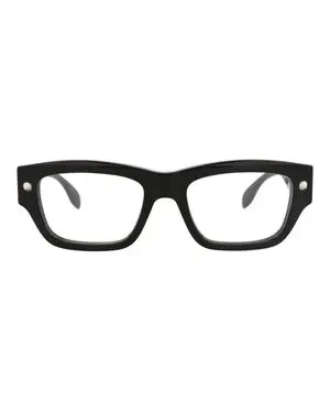 Alexander McQueen Squareframe Recycled Acetate Optical Frames Black Black Transparent - Multicolor