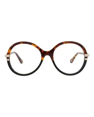 Chloé Roundframe Bio Acetate Optical Frames Havana Havana Transparent - Multicolor