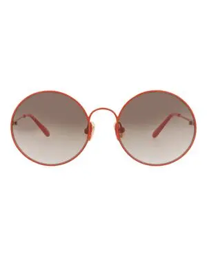Chloé Roundframe Metal Sunglasses Orange Orange Brown - Multicolor