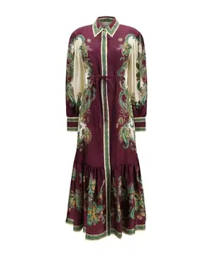 ALEMAIS Ruthie Flower-motif Silk-blend Maxi Shirt Dress - Multicolor