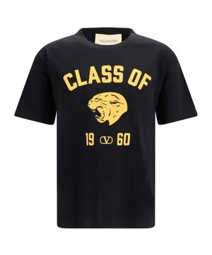 Valentino Garavani Cotton T-shirt With Panther Print - Black