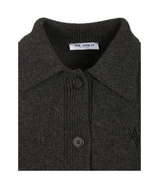 Attico Embroidered Logo Knit Cardigan