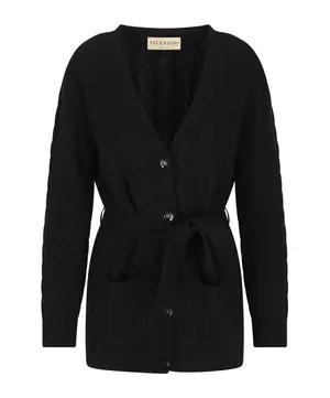 Valentino Garavani Belted Button-up Cardigan - Black