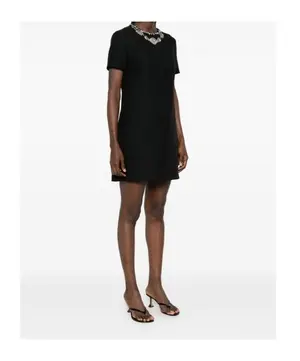 Valentino Garavani Embroidered Crepe Couture Short Dress - Black
