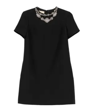 Valentino Garavani Embroidered Crepe Couture Short Dress - Black