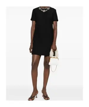 Valentino Garavani Embroidered Crepe Couture Short Dress - Black