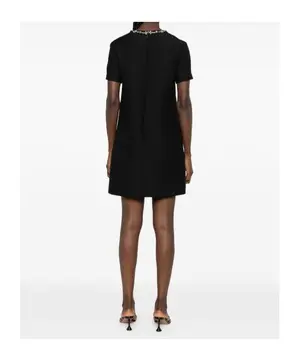 Valentino Garavani Embroidered Crepe Couture Short Dress - Black