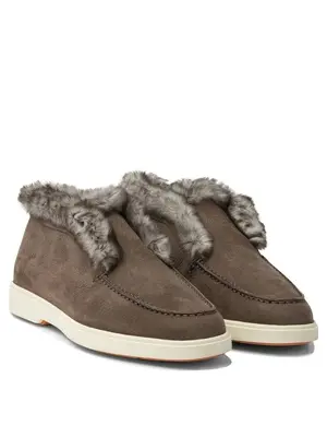 Santoni Ankle Boots With Fur Trim